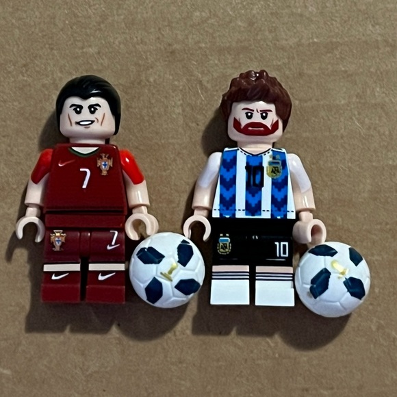 minifigure | Toys | All 2 Lionel Messi Cristiano Ronaldo Minifigure Toy ...